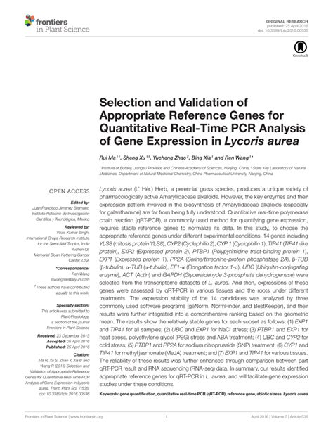 Pdf Selection And Validation Of Appropriate Reference Genes For Quantitative Real Time Pcr