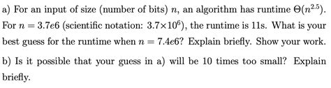 Solved A For An Input Of Size Number Of Bits N An