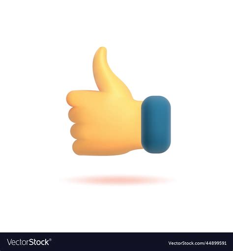 3d Like Icon Thumb Up Social Media Isolated Vector Image
