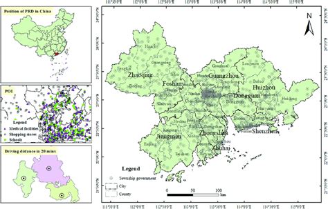 Research Region And 20 Min Driving Distance Map Created Using Arcmap