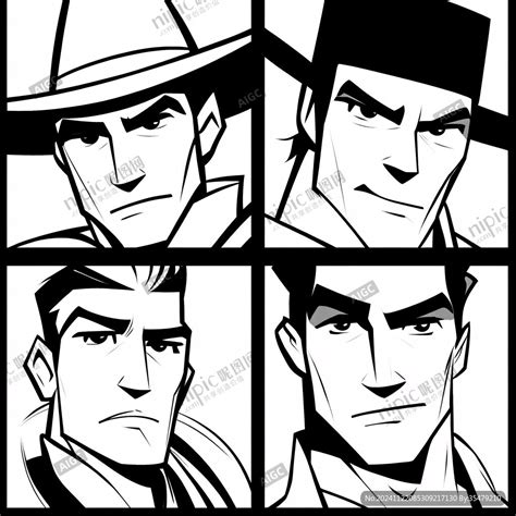 Ai创作图卡通冷峻侦探头像 侦探插画 黑手党职业 黑手党成员 卡通年轻男性侦探头像 西部人物 四大刺客 福尔摩斯 漫画人设 漫画形象 漫画书插画 侦探游戏 漫画人物人设 侦探社卡通形象 神探