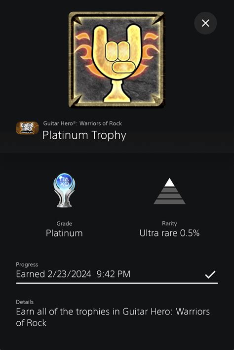 Guitar Hero Warriors Of Rock Platinum Trophy 50 Imo This Was The