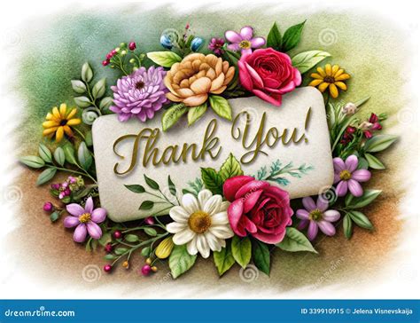 A Colorful Flower Arrangement With A Thank You Message Stock