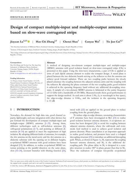 Pdf Design Of Compact Multiple‐input And Multiple‐output Antenna