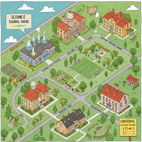 Map Of School Building Cartoon Cartoon City Map Illustration Created