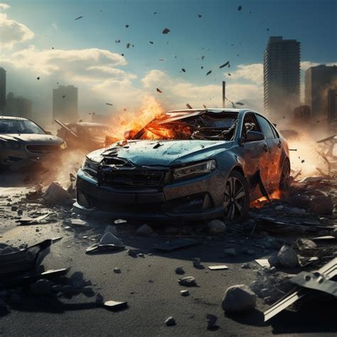 Premium Ai Image Graphic Depiction Of A Dangerous Car Crash And Its Aftermath For Social Media