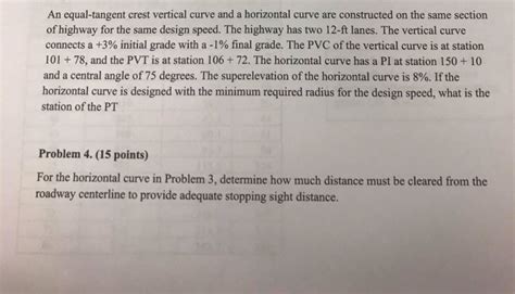 Solved An Equal Tangent Crest Vertical Curve And A Chegg