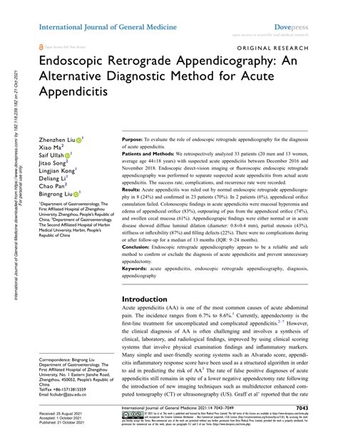 Pdf Endoscopic Retrograde Appendicography An Alternative Diagnostic