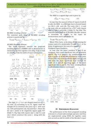 Implementation Of High Speed Area Efficient Modified Booth Recoder For Efficient Design Of The
