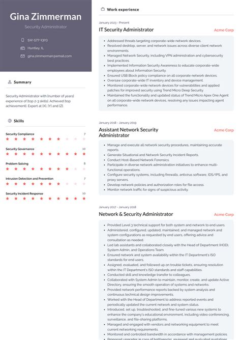 Security Administrator Resume Examples And Templates