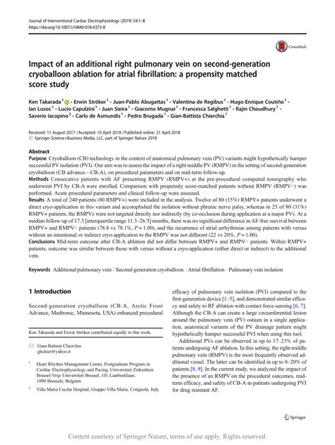 Impact Of An Additional Right Pulmonary Vein On Second Generation