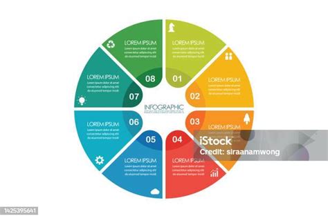 서클 인포 그래픽 여덟 단계 템플릿 계획에 대한 스톡 벡터 아트 및 기타 이미지 계획 그래프 기계 부분 Istock