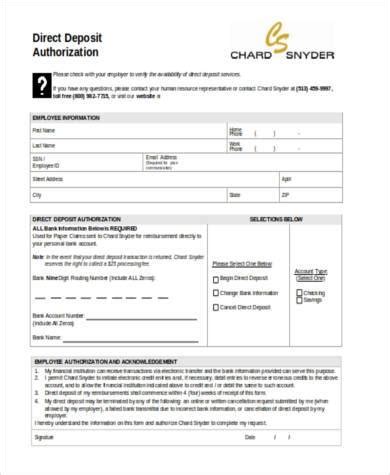 Free 8 Sample Direct Deposit Authorization Forms In Pdf Ms Word