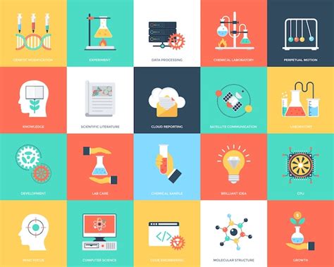 Premium Vector Set Of Science And Technology Flat Vector Icons