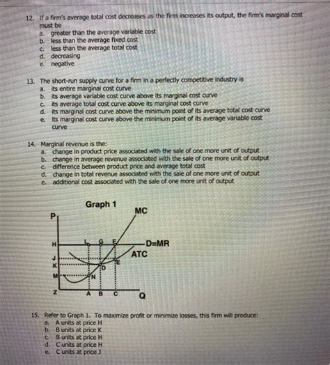 solved 12 if a firm s average total cost decreases as the