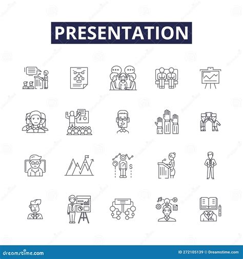 Presentation Line Vector Icons And Signs Speech Slideshow