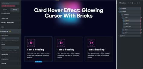 Create Glowing Cursor On Hover Effect With Bricks Builder