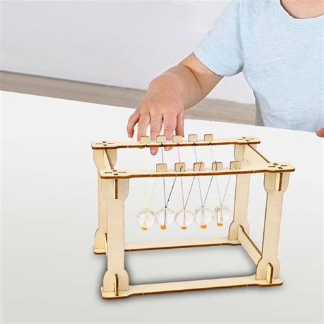 Newtons Cradle Diy Wooden Science Experiment Toy Office Accessories