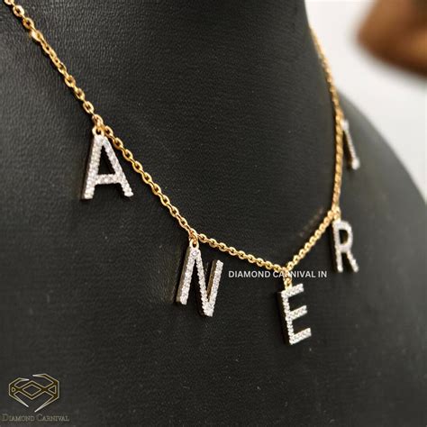 Personalized Moissanite Pave Initial Necklace Dainty Gold Letter