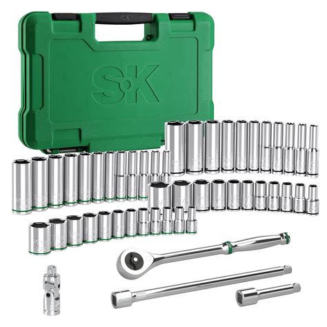 Sk 1 4 Drive Socket Set With 216 P Quick Release Ratchet 50 Piece