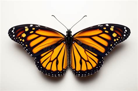 Graceful Monarch Butterfly Mid Flight A Migration Symbol Against White