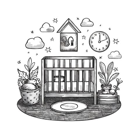 Premium Vector Nursery Ink Sketch Drawing Black And White Engraving
