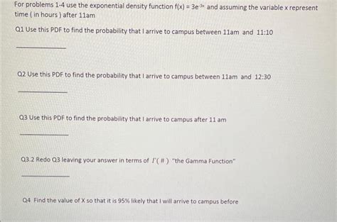 Solved For Problems 1−4 Use The Exponential Density Function