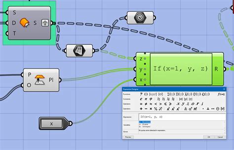 expression component reads surface input as boolean grasshopper