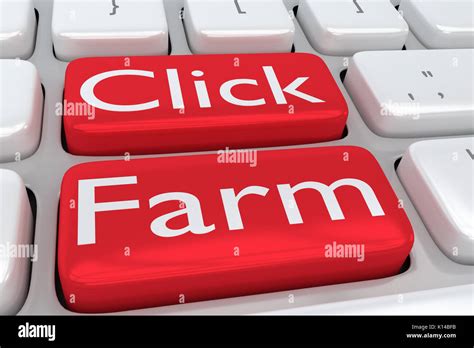 3d Illustration Of Computer Keyboard With The Print Click Farm On Two