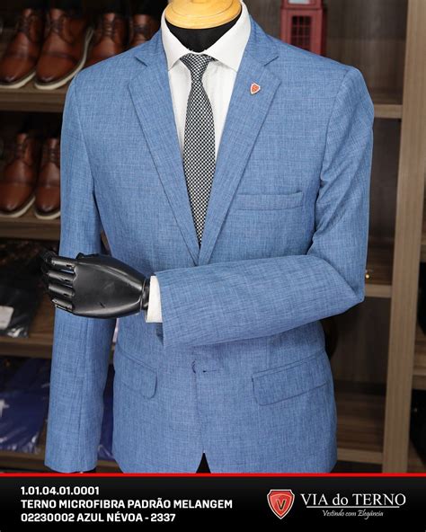 Terno Microfibra Azul Névoa Elegância E Conforto Via Do Terno