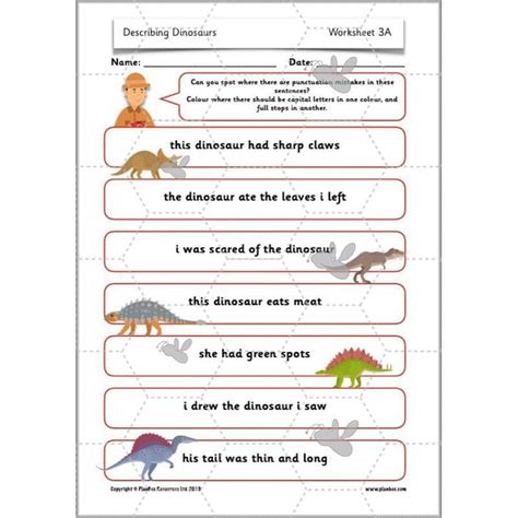 Describing Dinosaurs Year 1 Dinosaur Writing Activities Ks1 — Planbee