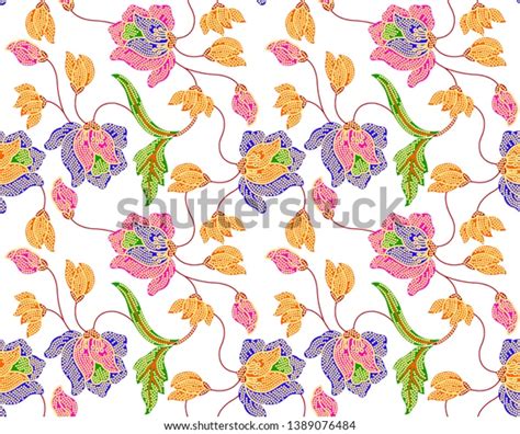 Seamless Batik Patternable Repeat Textile Printing Stok İllüstrasyon