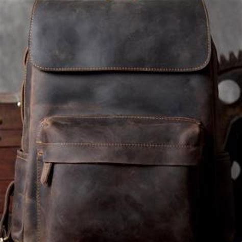Genuine Leather Mens Cool Backpack Sling Bag Large Travel Bag Hiking