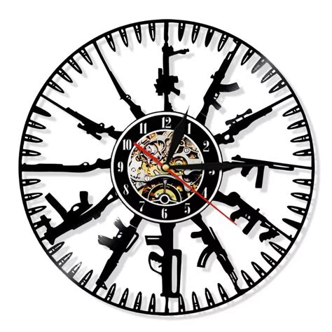 Bullet Time Wall Clock Music Record Army Gun Wall Clock Wall Clock