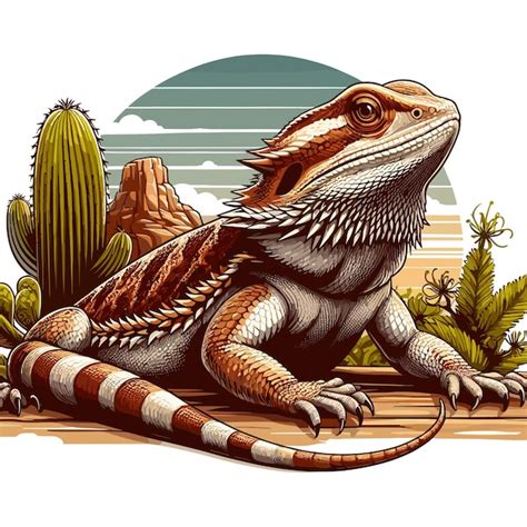 Premium Vector Cute Bearded Dragon Vector Cartoon Illustration