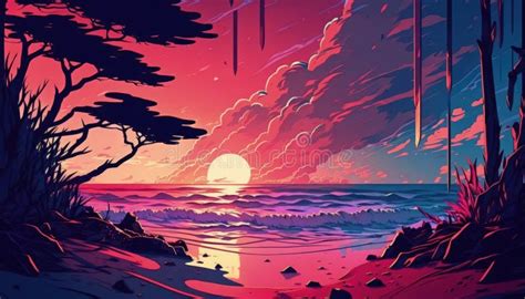 Evening On The Beach Sunset Chill Relax Manga Style Comic