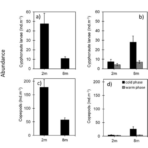 Mean Abundance ± Se Of Dominant Organisms At Each Sampling Depth 2m Download Scientific