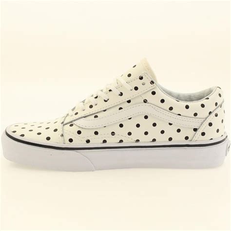 Vans Women Old Skool Leather Polka Dots White