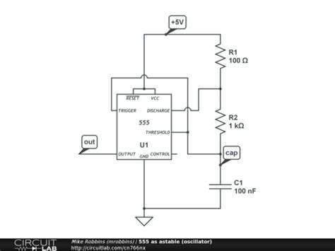555 As Astable Oscillator Circuitlab