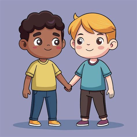 Premium Vector Two Boys Holding Hands One Of Which Has The Other