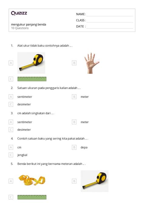 50 Lembar Kerja Mengukur Panjang Untuk Kelas 2 Di Quizizz Gratis And Dapat Dicetak