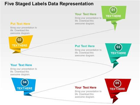Five Staged Labels Data Representation Flat Powerpoint Design
