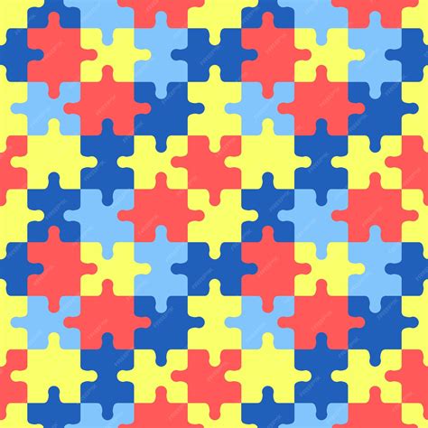 Premium Vector Autism Puzzles Pattern Seamless Background With