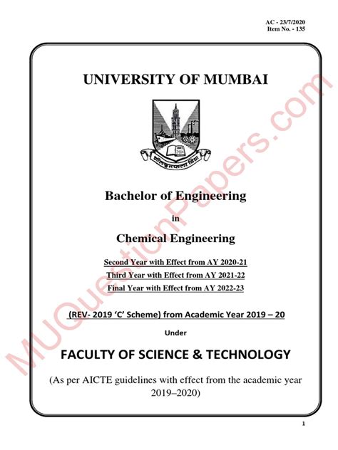 Be Chemical Engineering Second Year Se Semester 3 Rev 2019c Scheme