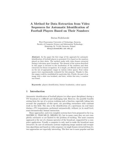 Pdf A Method For Data Extraction From Video Sequences For Automatic