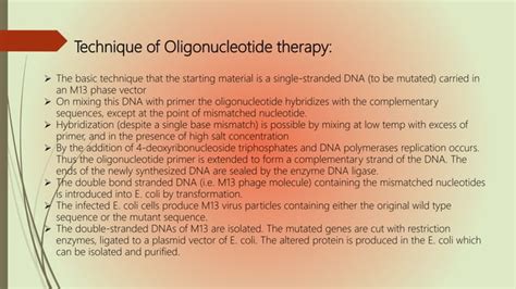 Oligonucleotide Therapy Techniques Applications Pptx