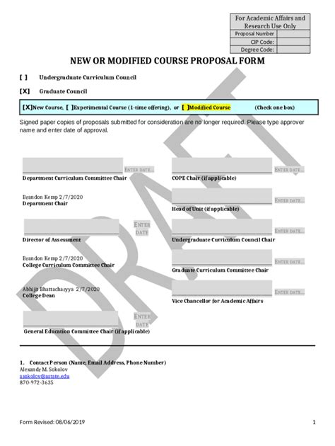 New Or Modified Course Proposal Doc Template Pdffiller