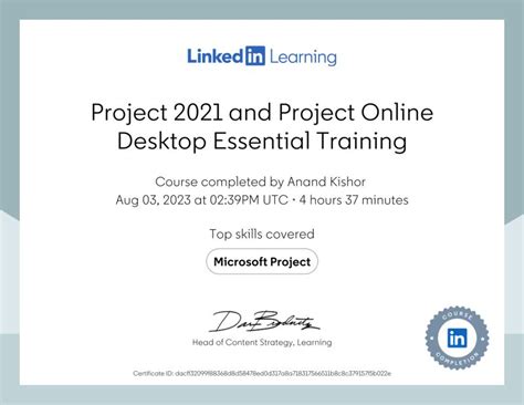 anand kishor on linkedin certificate of completion