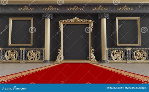 Abstract Classical Background With Golden Frame For Product Display Golden Blanc Frame With Red