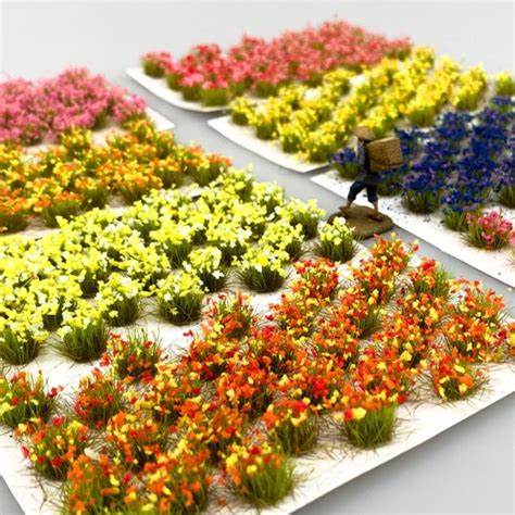 32pcsbox Simulation Flowers Grass Clusters Model Miniature Plant